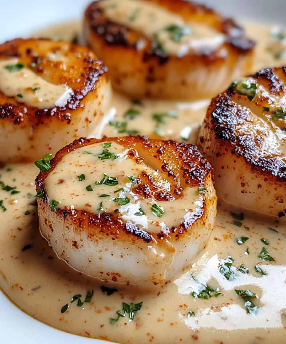 Seared Scallops With Spicy Cajun Cream Sauce - BluntCook